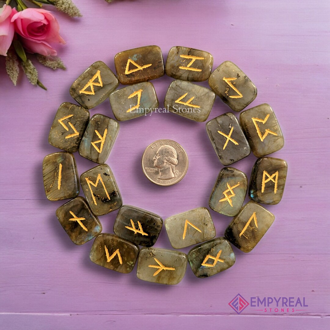 Labradorite Rune Stones Set Handcrafted Divination Tool Handcrafted ...