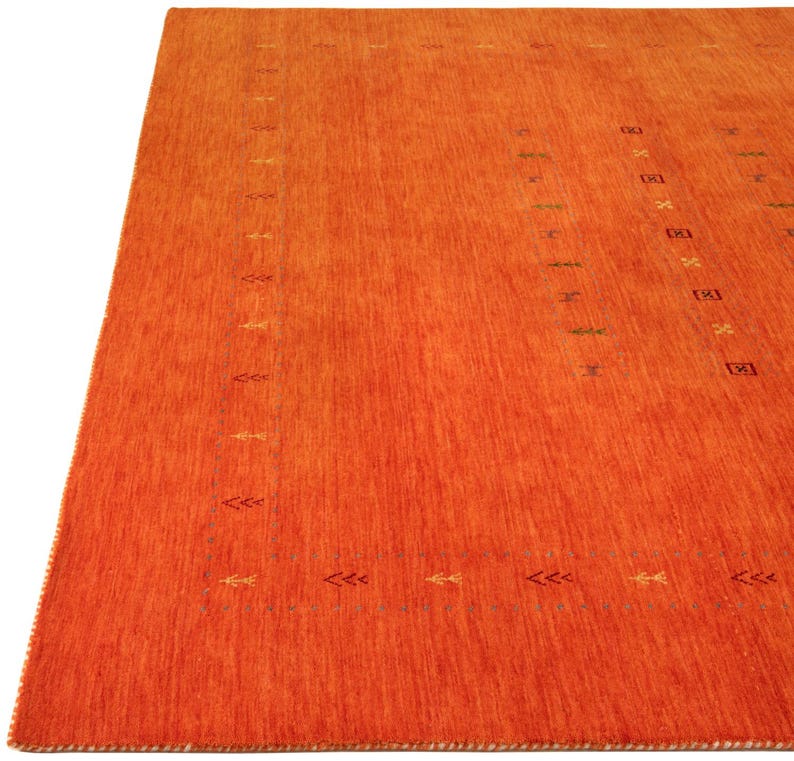 Handmade Terracotta Wool Gabbeh Rug, Burnt Orange Boho Area Carpet - Etsy