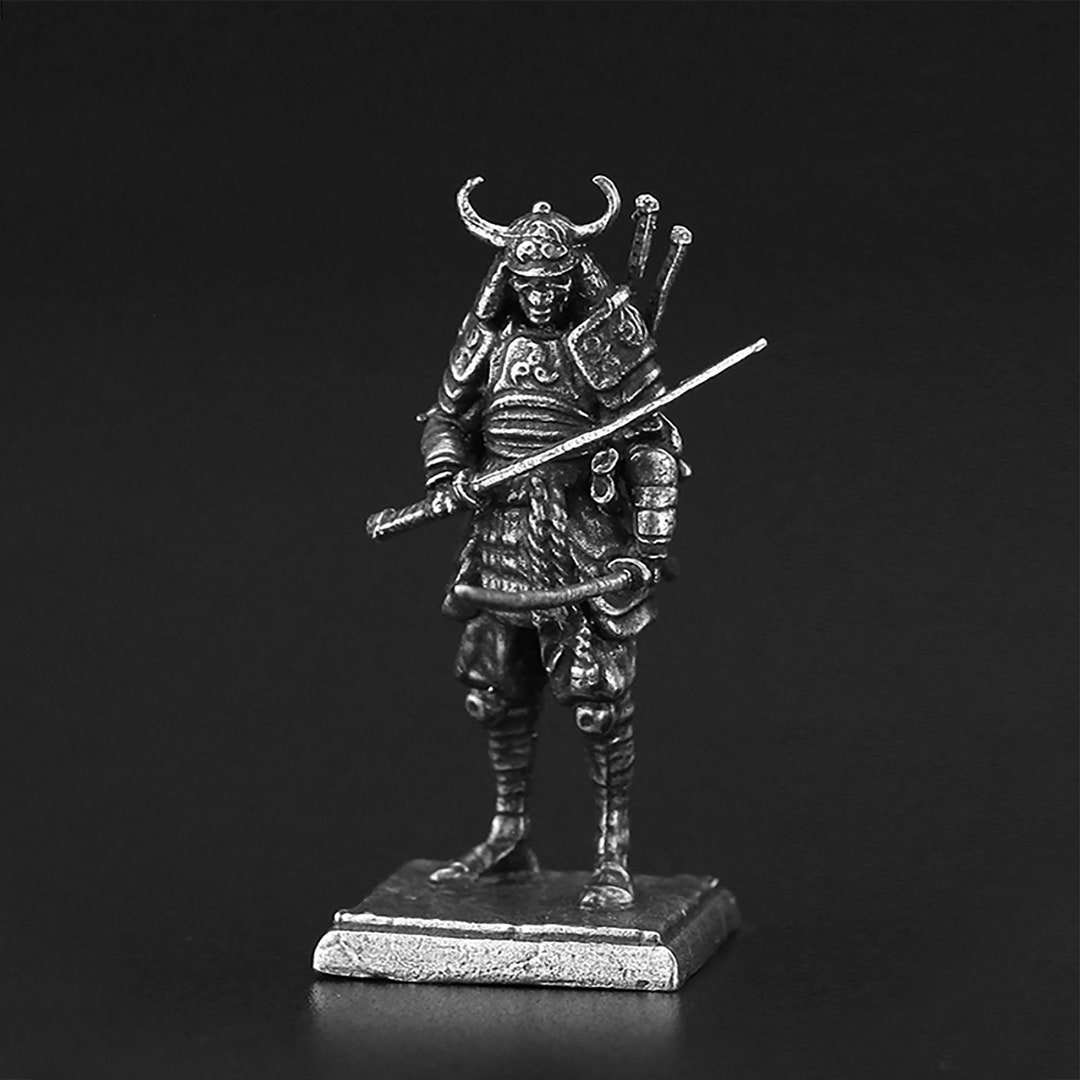 Cupronickel Samurai Figurine | Metal Skeleton Soldier, D&D Tabletop - Etsy