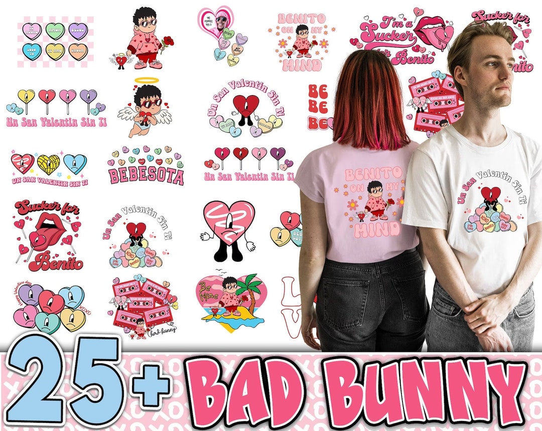 25 Valentine Bad Bunny Svg Png, Bad Bunny Valentines Png, Un San ...
