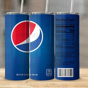Pepsi Cola Label Wrap, Digital Tumbler Design, Printable Pepsi Logo ...