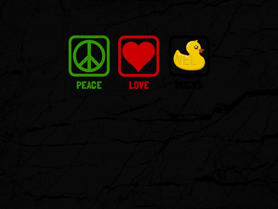 Peace Love Ducks Digital Design, Fun Rubber Duck Decor, Printable Wall ...