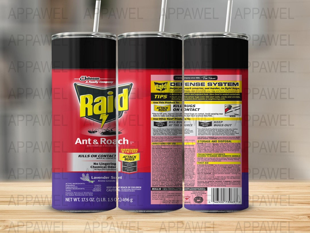 Ant Roach Spray Label Design for Tumblers, Printable Raid Label Digital ...