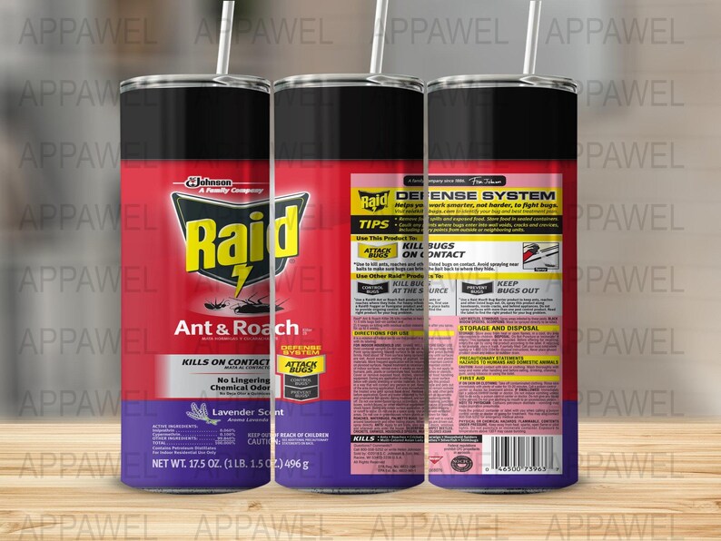 Ant Roach Spray Label Design for Tumblers, Printable Raid Label Digital ...