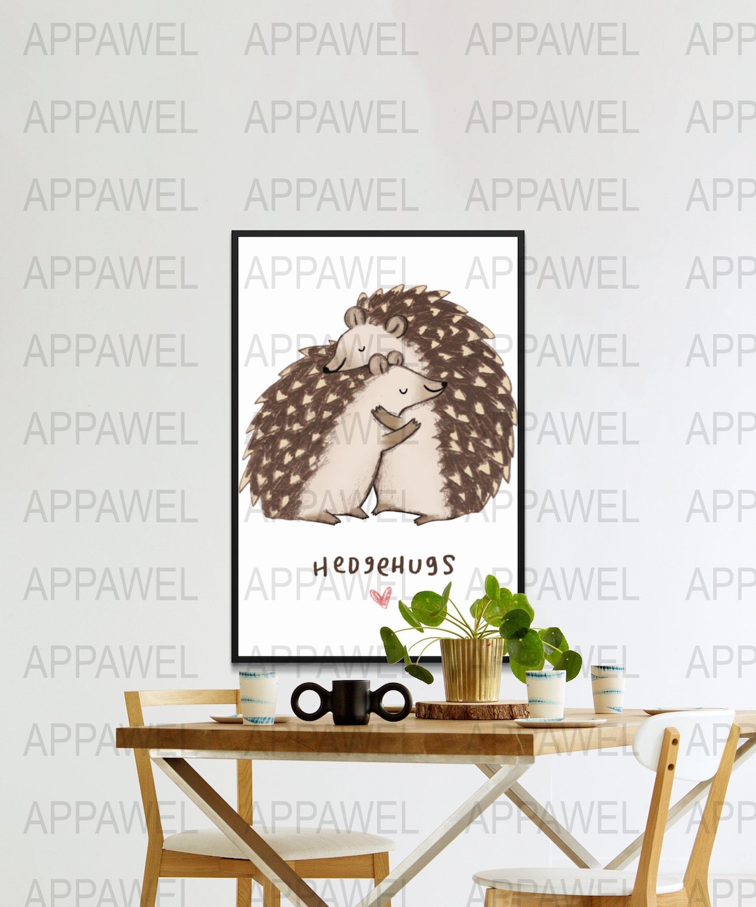 Cute Hedgehog Hug Art, Digital Download, Animal Illustration, Printable ...