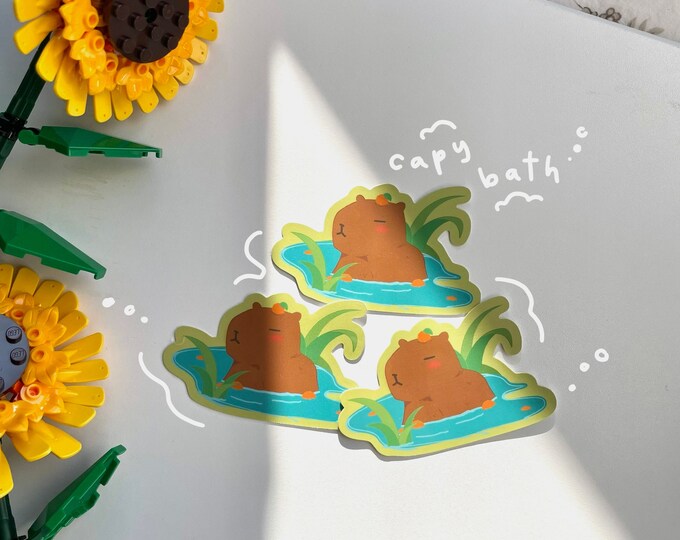 Capybara Bath, Capy Chilling in Water | Sticker Flake, Die Cut - Etsy ...