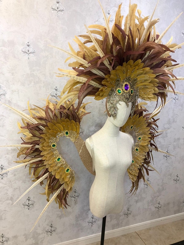 Feather Headdress Feather Headpiece With Shoulderpieces - Etsy