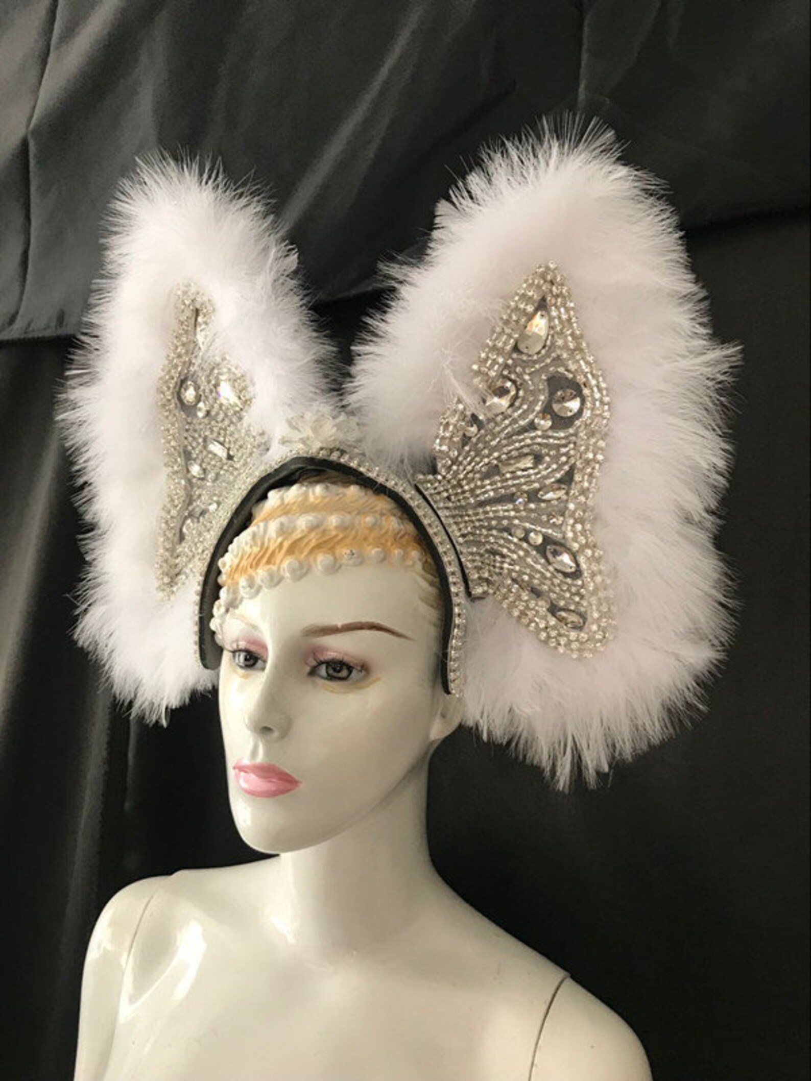 Feather Headdress, Feather Headpiece With Shoulderpieces Showgirl Dance ...