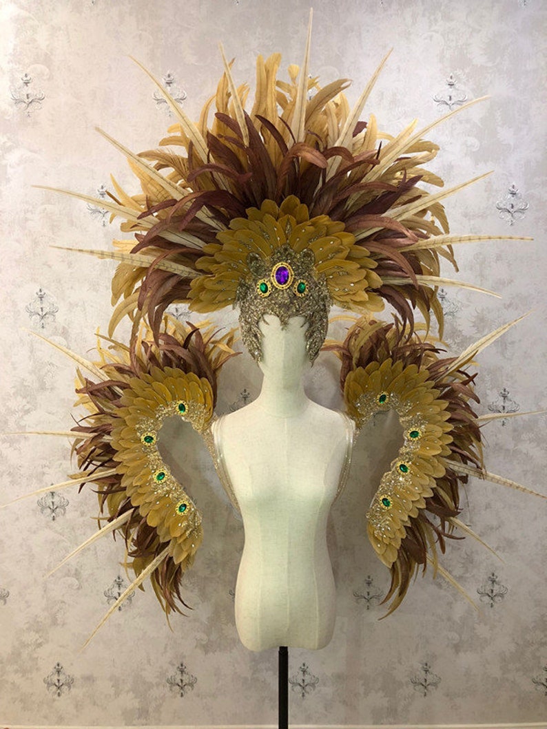 Feather Headdress Feather Headpiece With Shoulderpieces - Etsy