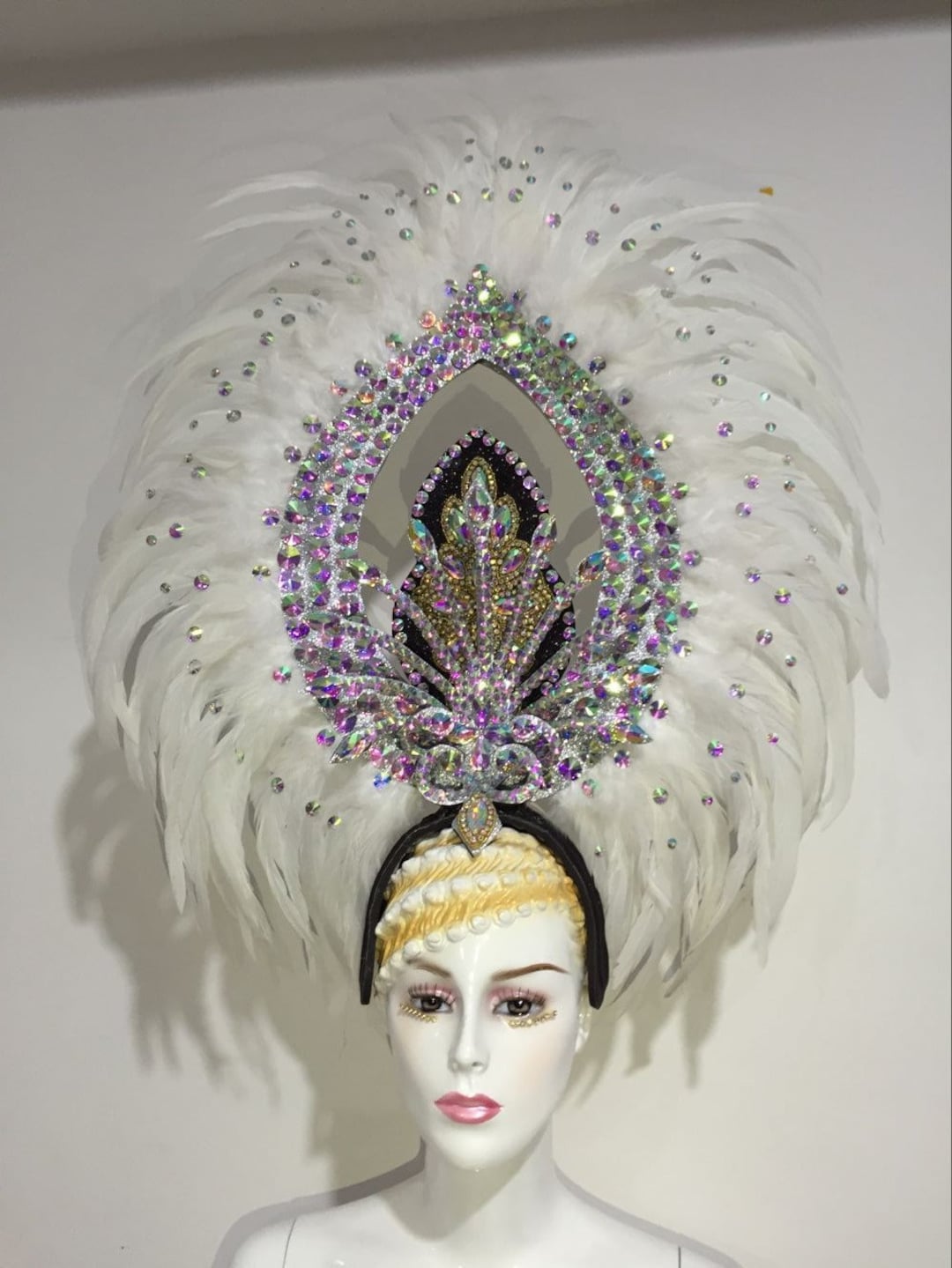 White Feather Headdress, Feather Headpiece, Samba Headdress,cosplay ...
