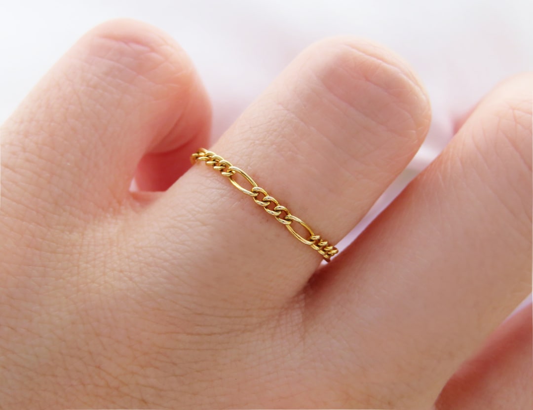 Chain Ring, Gold Chain Ring, Gold Ring, Gold Filled Chain Ring, Dainty ...