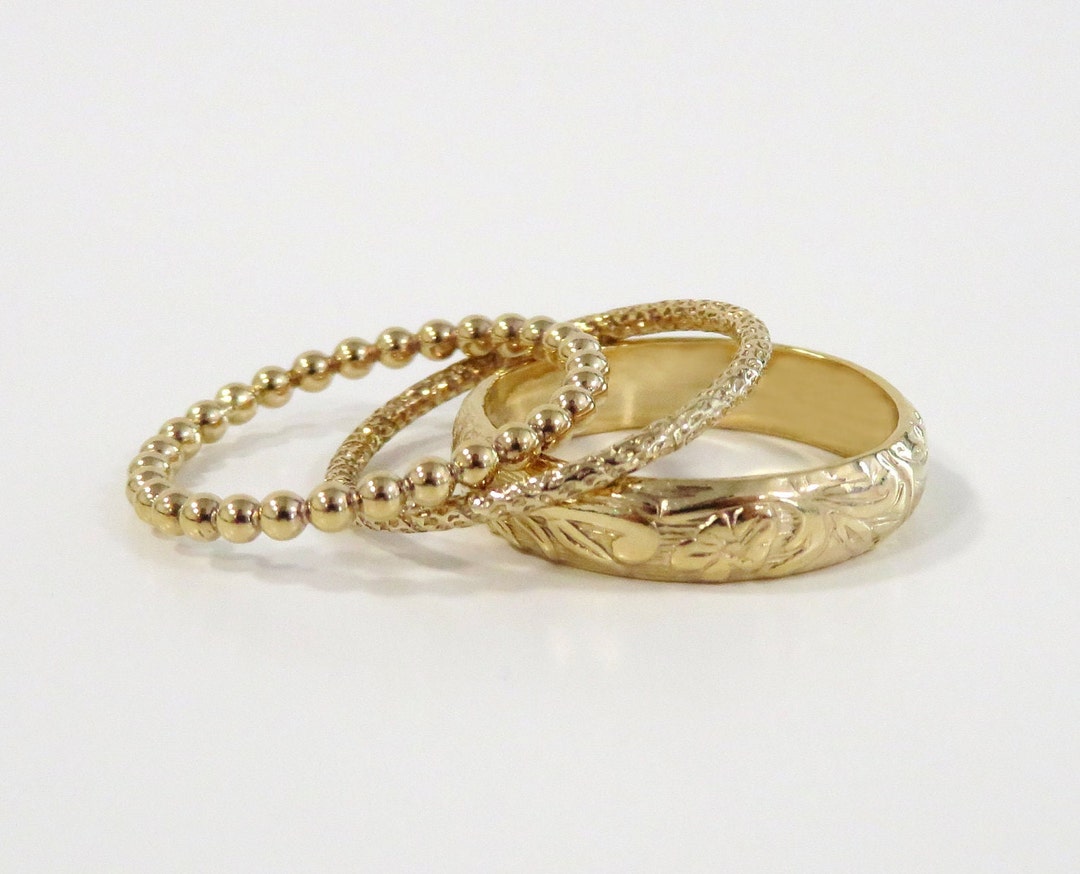 Gold Filled Ring, Gold Ring, Gold Ring Set, Thick Gold Ring, Wedding ...