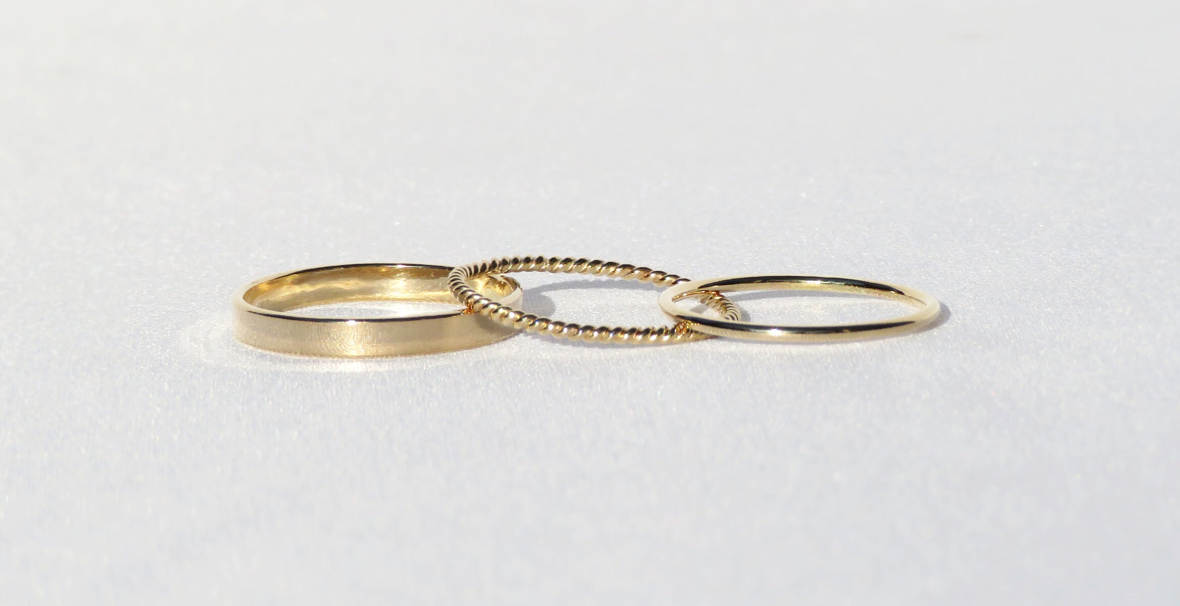 Set of Rings Thick Gold Ring Gold Ring 14k Gold Filled - Etsy