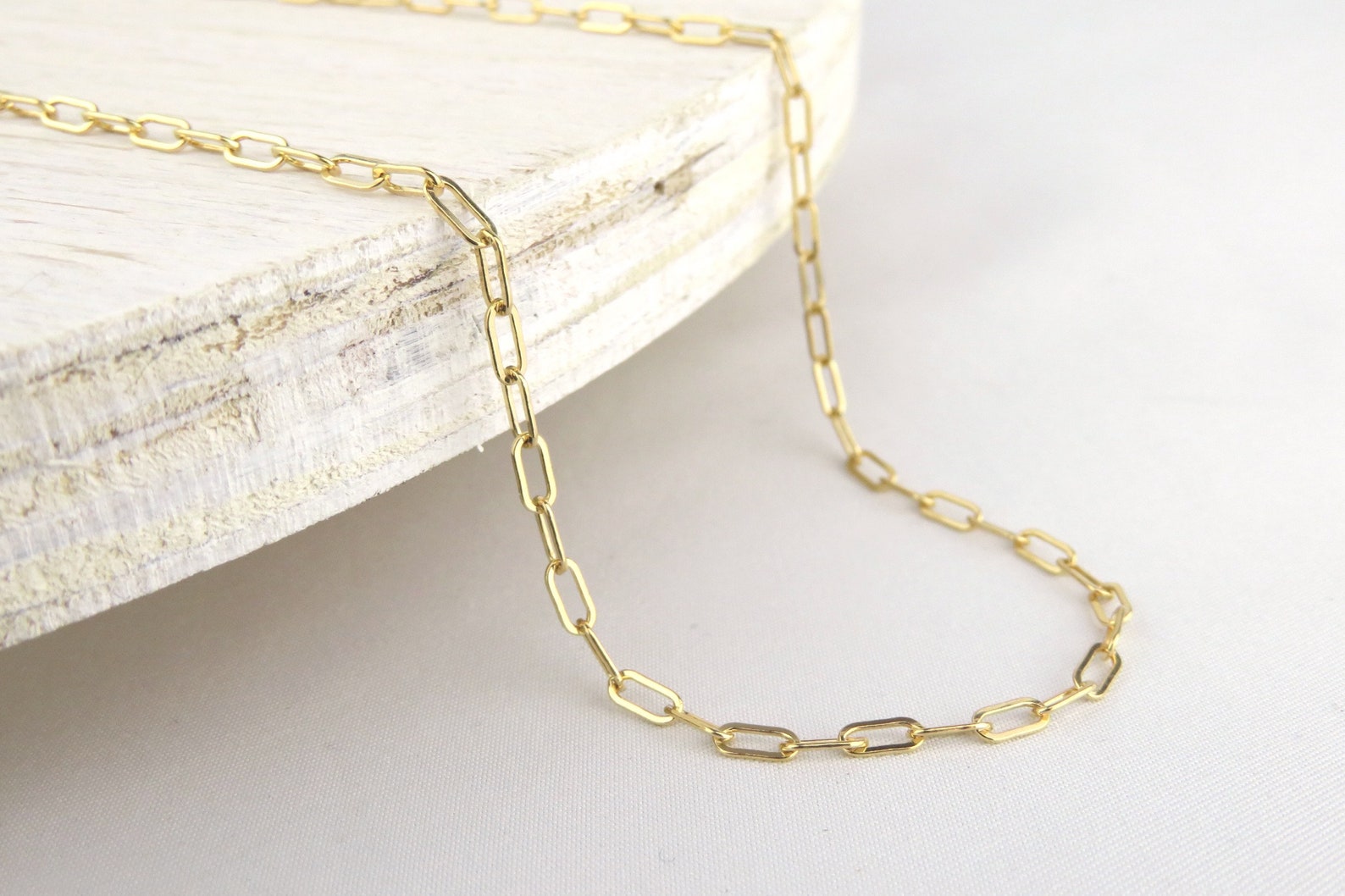 Rectangle Chain Necklace Paperclip Chain Necklace Yellow - Etsy