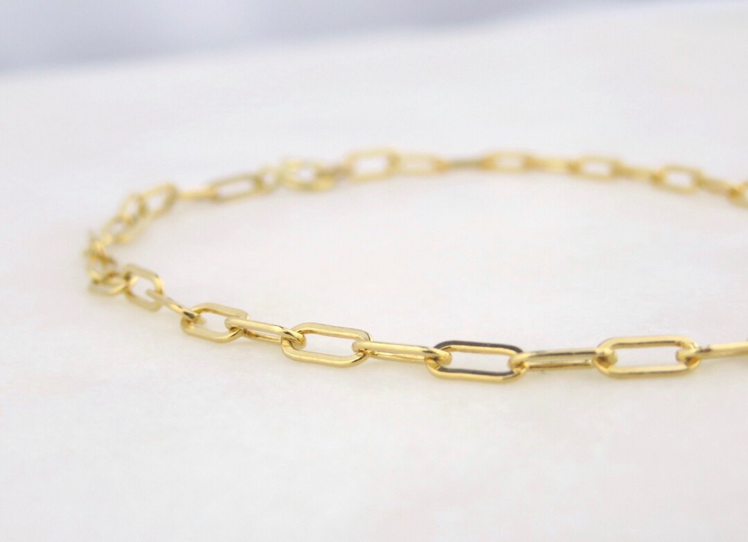 Gold Rectangle Bracelet, Gold Bracelet, Paper Clip Bracelet, Paper Clip ...