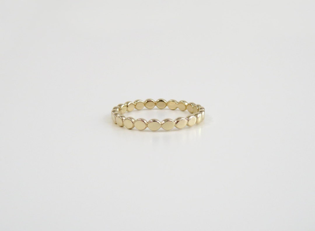 14k Gold Ring, 14k Gold Stack Ring, Solid Gold Ring, Gold Bead Ring ...