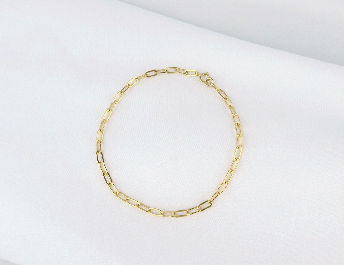 Gold Rectangle Bracelet, Gold Bracelet, Paper Clip Bracelet, Paper Clip ...