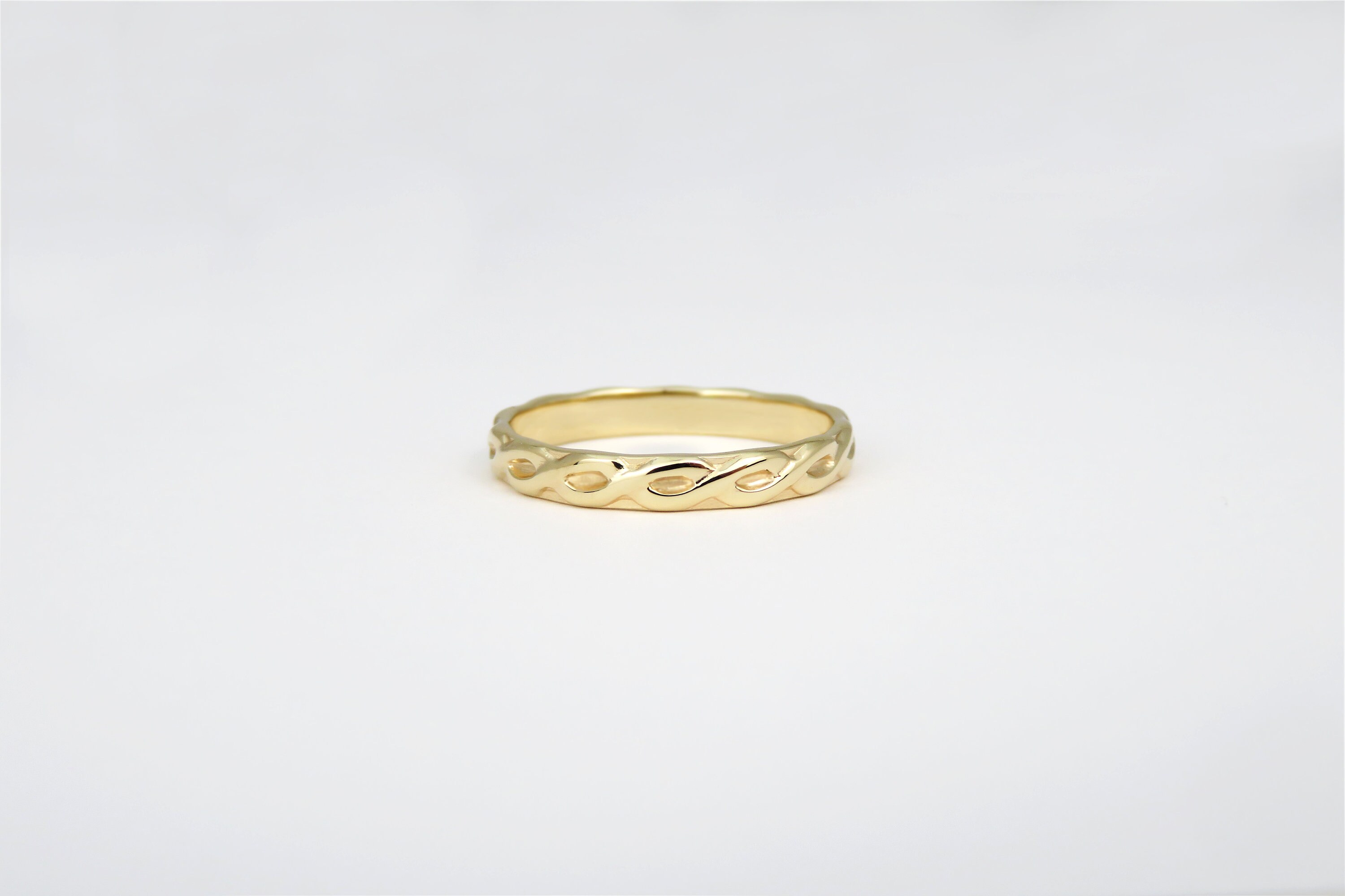 14k Gold Pattern Ring Solid Gold Ring Gold Stack Ring 14k | Etsy