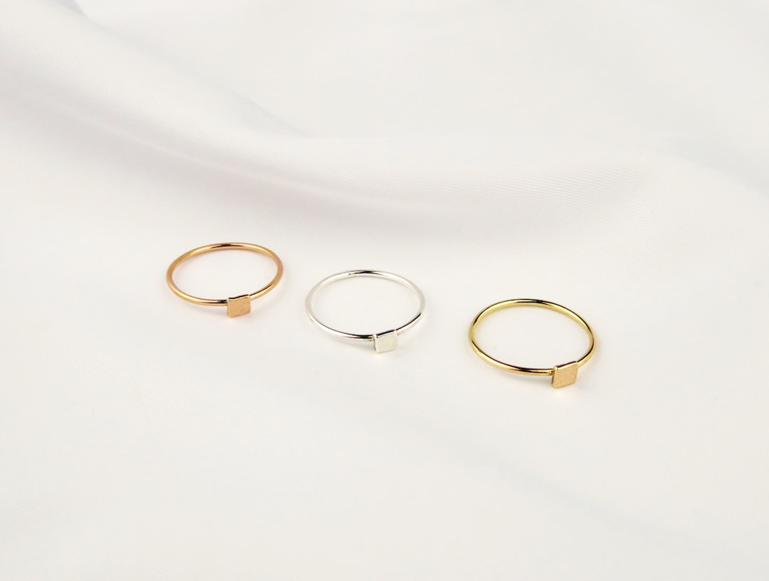 Square Ring, Gold Stack Ring, 14k Gold Filled Ring, Thin Ring, Dainty ...
