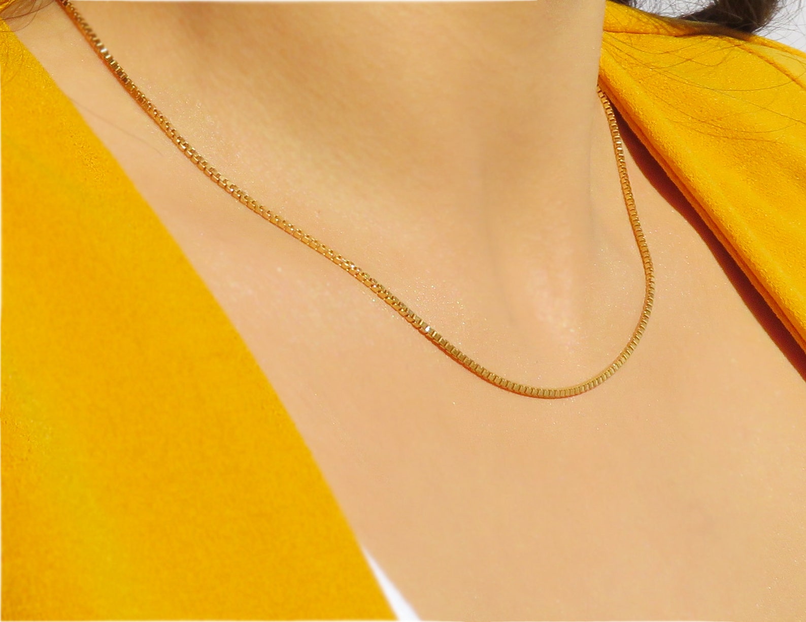 Gold Box Chain Gold Box Necklace Gold Necklace 14k Gold - Etsy