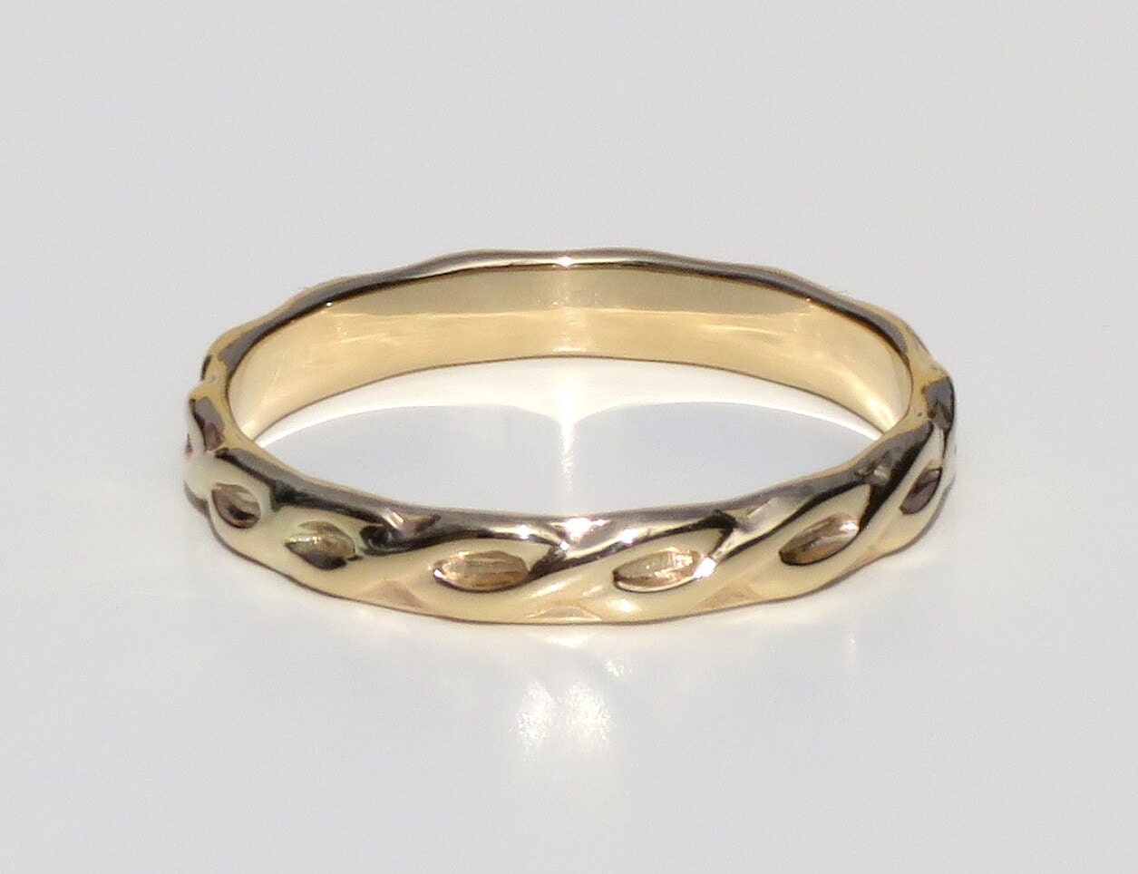 14k Gold Pattern Ring Solid Gold Ring Gold Stack Ring 14k - Etsy