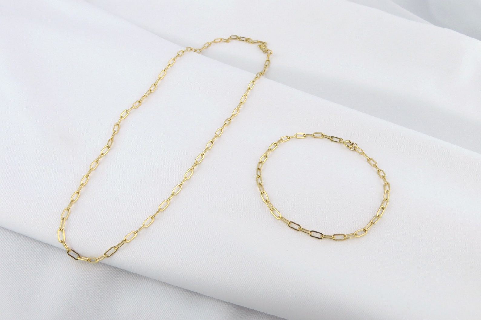 Rectangle Chain Necklace Paperclip Chain Necklace Yellow - Etsy