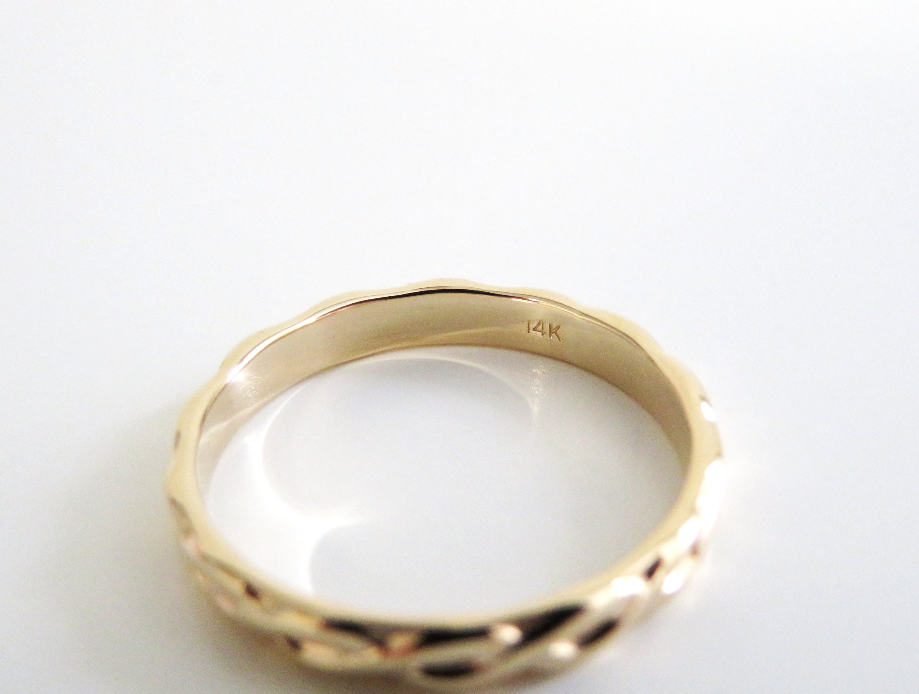 14k Gold Pattern Ring Solid Gold Ring Gold Stack Ring 14k | Etsy