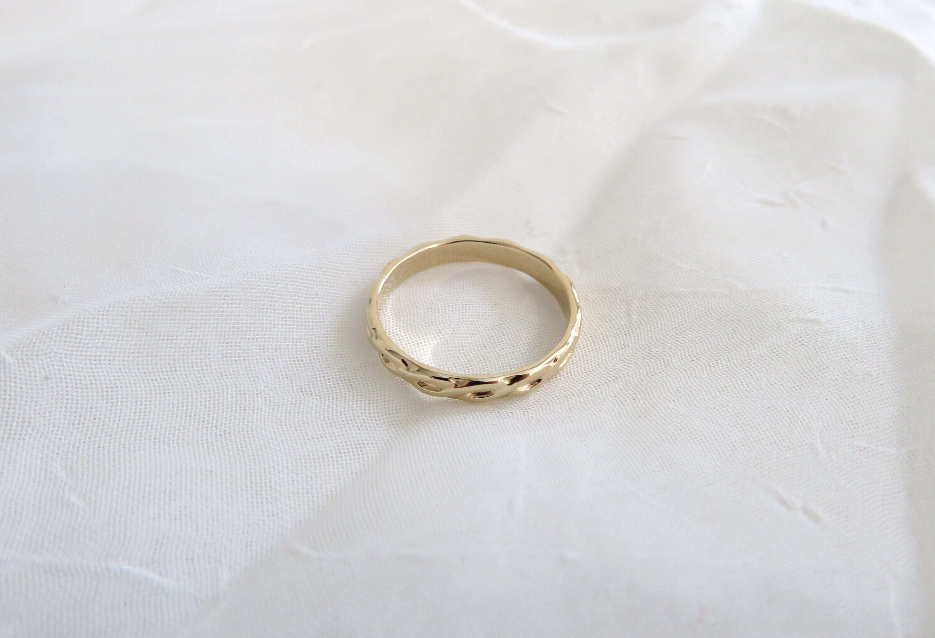 14k Gold Pattern Ring Solid Gold Ring Gold Stack Ring 14k - Etsy