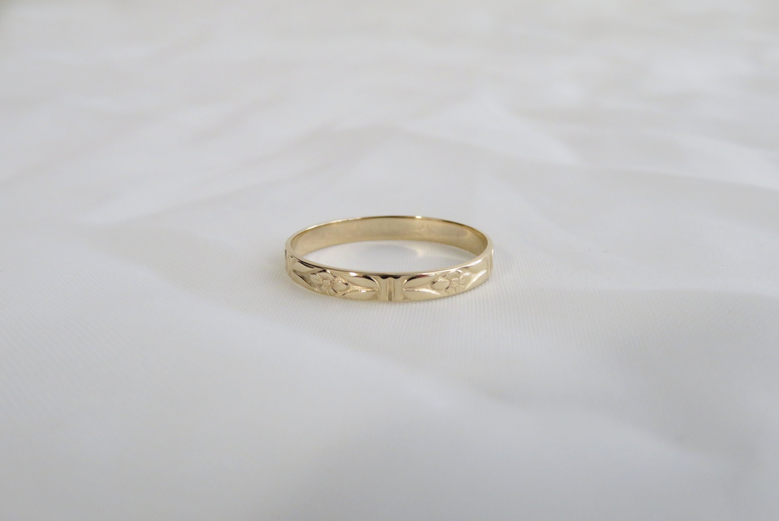 14k Gold Pattern Ring, Solid Gold Ring, Gold Stack Ring, 14k Gold ...