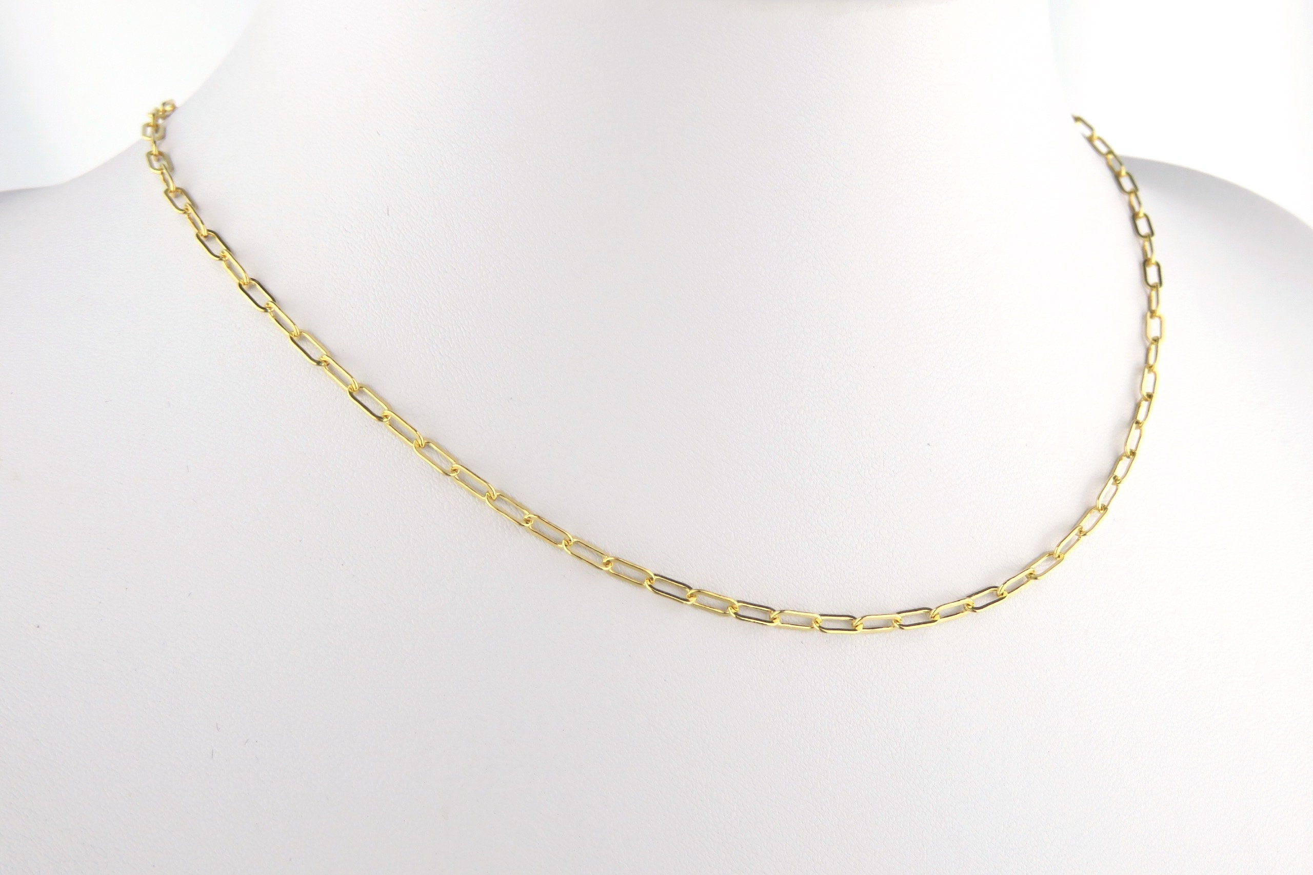 Rectangle Chain Necklace Paperclip Chain Necklace Yellow - Etsy