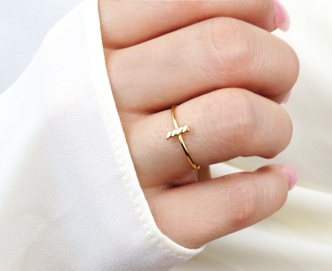 Bar Ring, Gold Bar Ring, Gold Ring, Simple Gold Ring, Delicate Ring ...