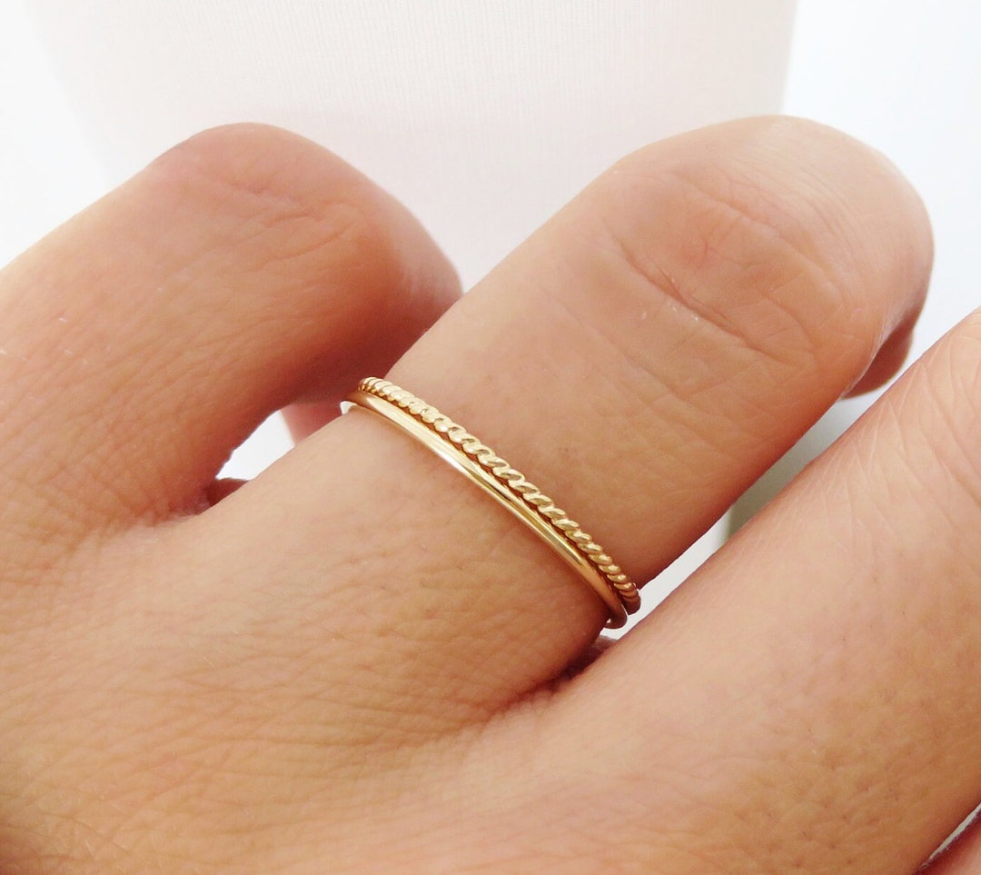 14k Gold Ring, Thin Gold Ring, Gold Ring Set, Wedding Band, Gold Stack ...