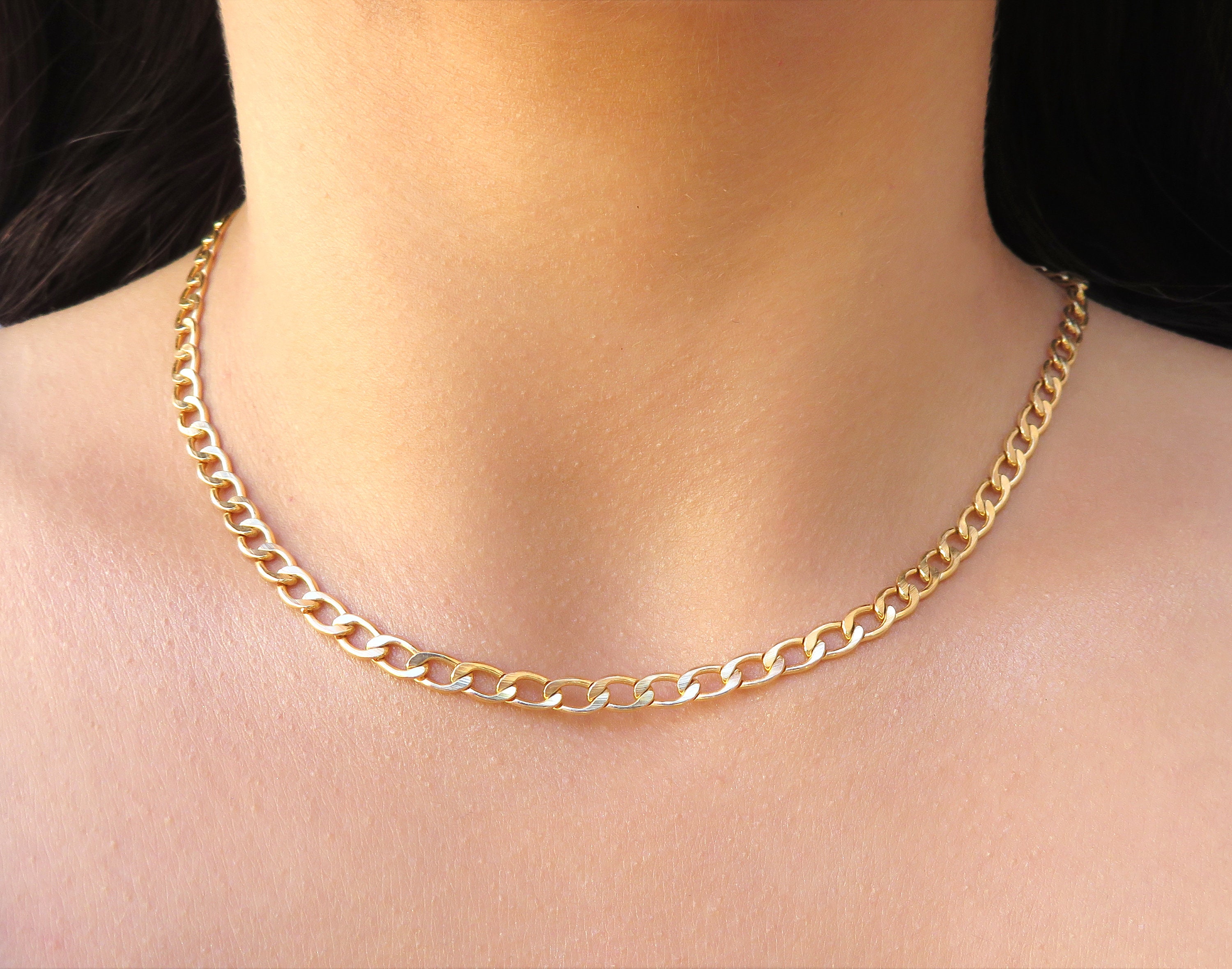 14k Gold Filled Necklace Thick Gold Chain Thick Gold | Etsy