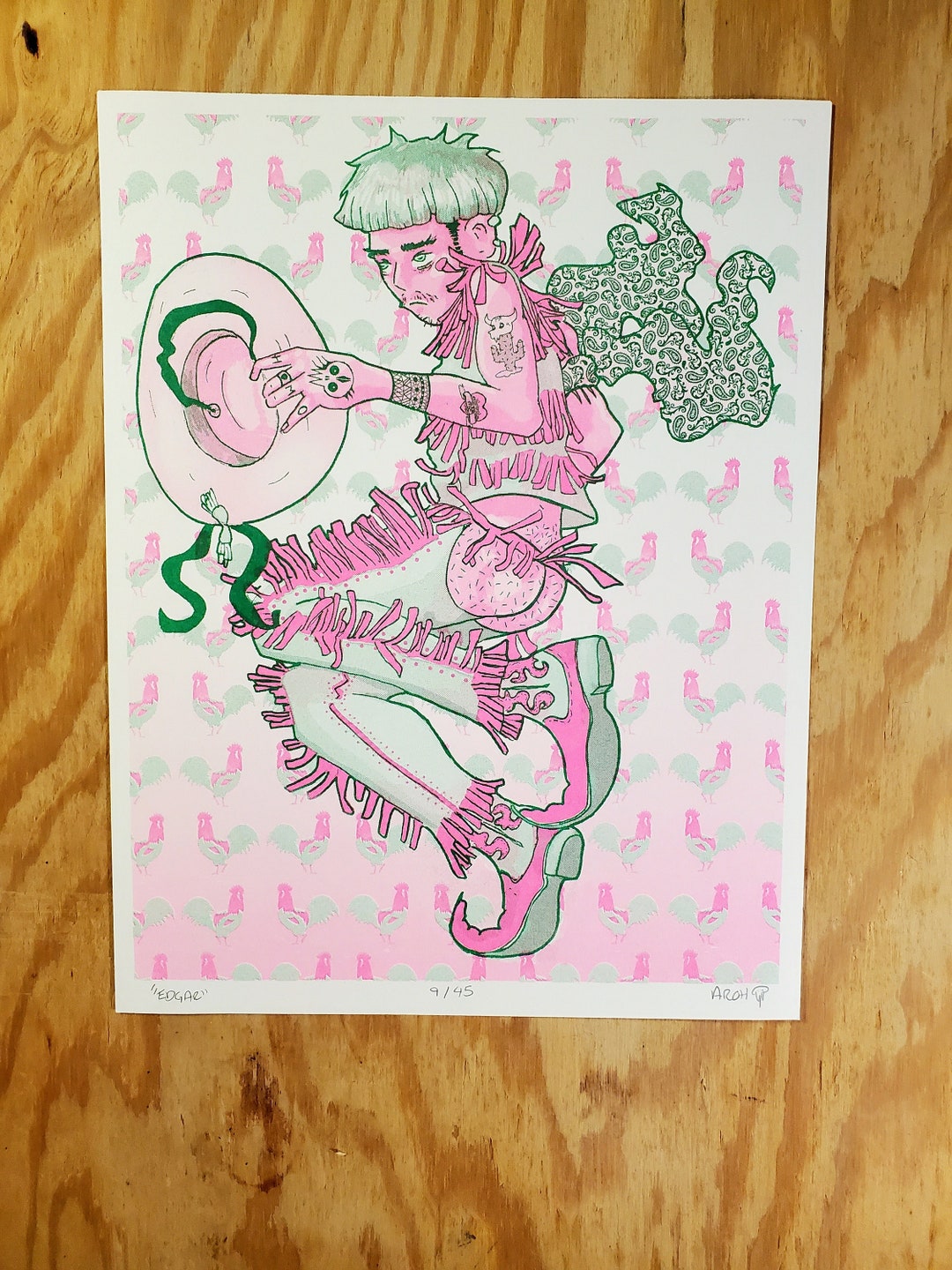 Edgar Homoerotic Gay Cowboy Risograph Print - Etsy