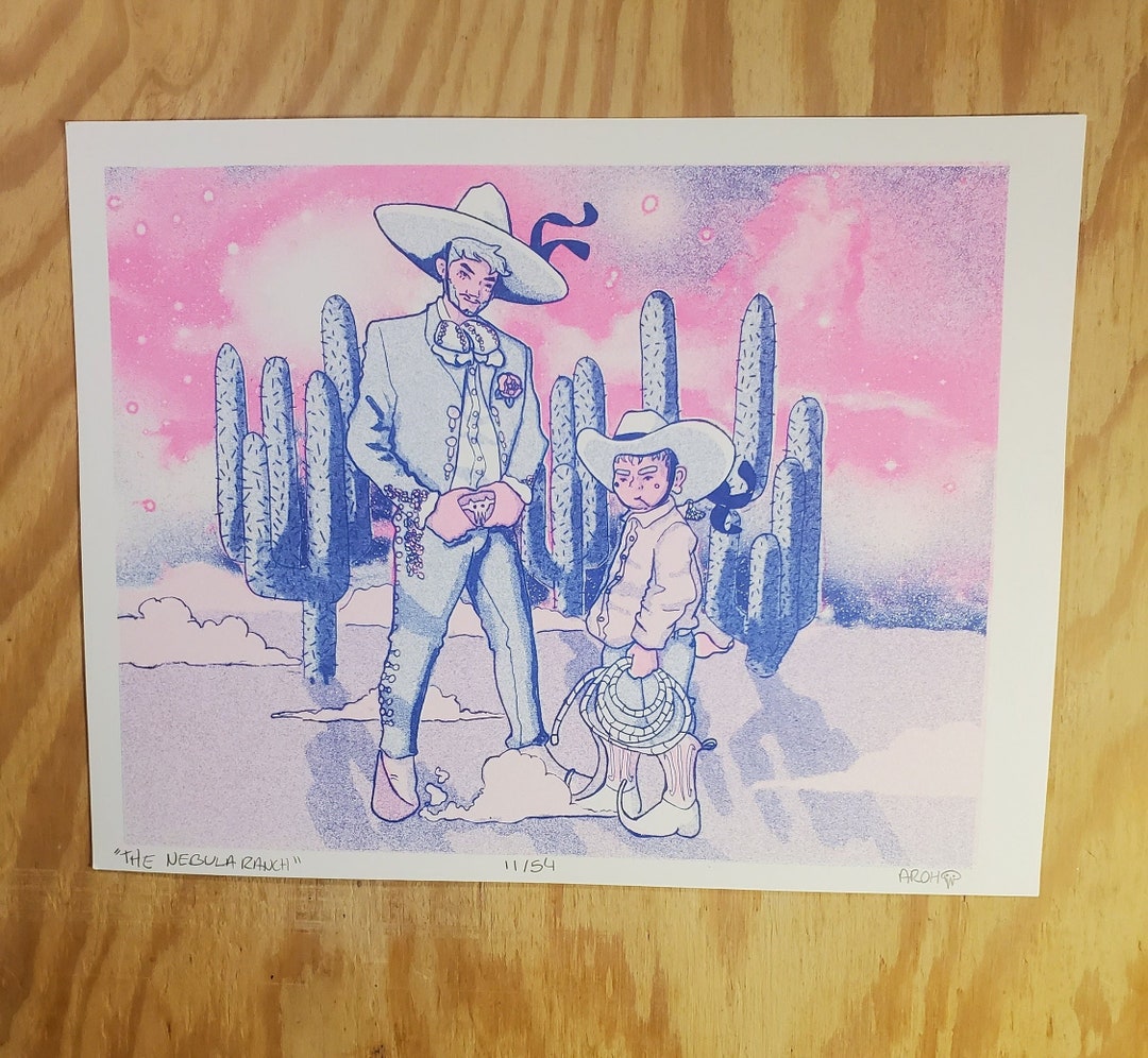 The Nebula Cowboy Ranch - Risograph Print - Etsy