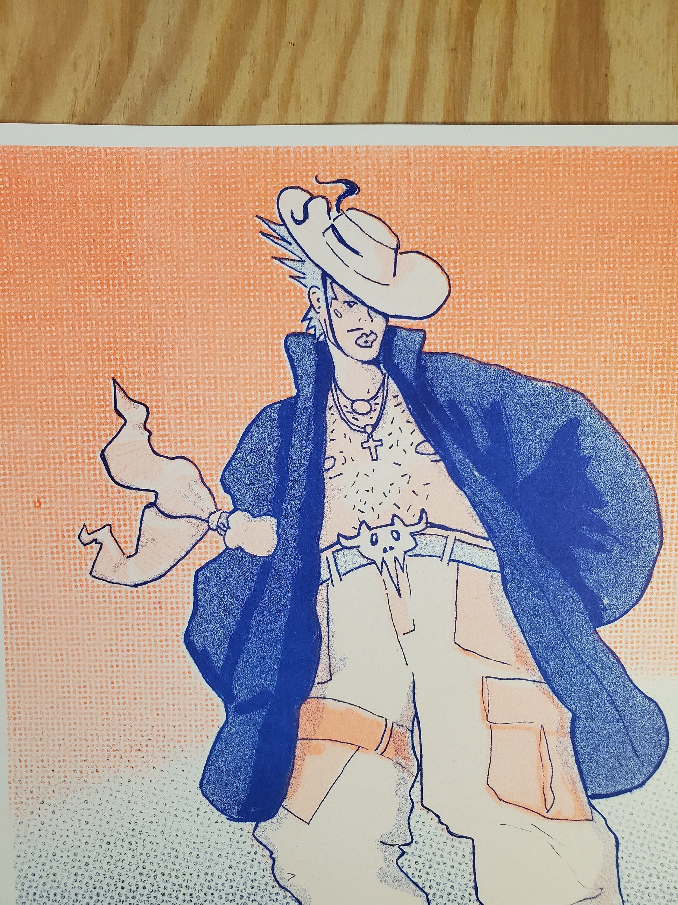 Foxy Fool High Roller Bear Cowboy Daddy Risograph Print - Etsy