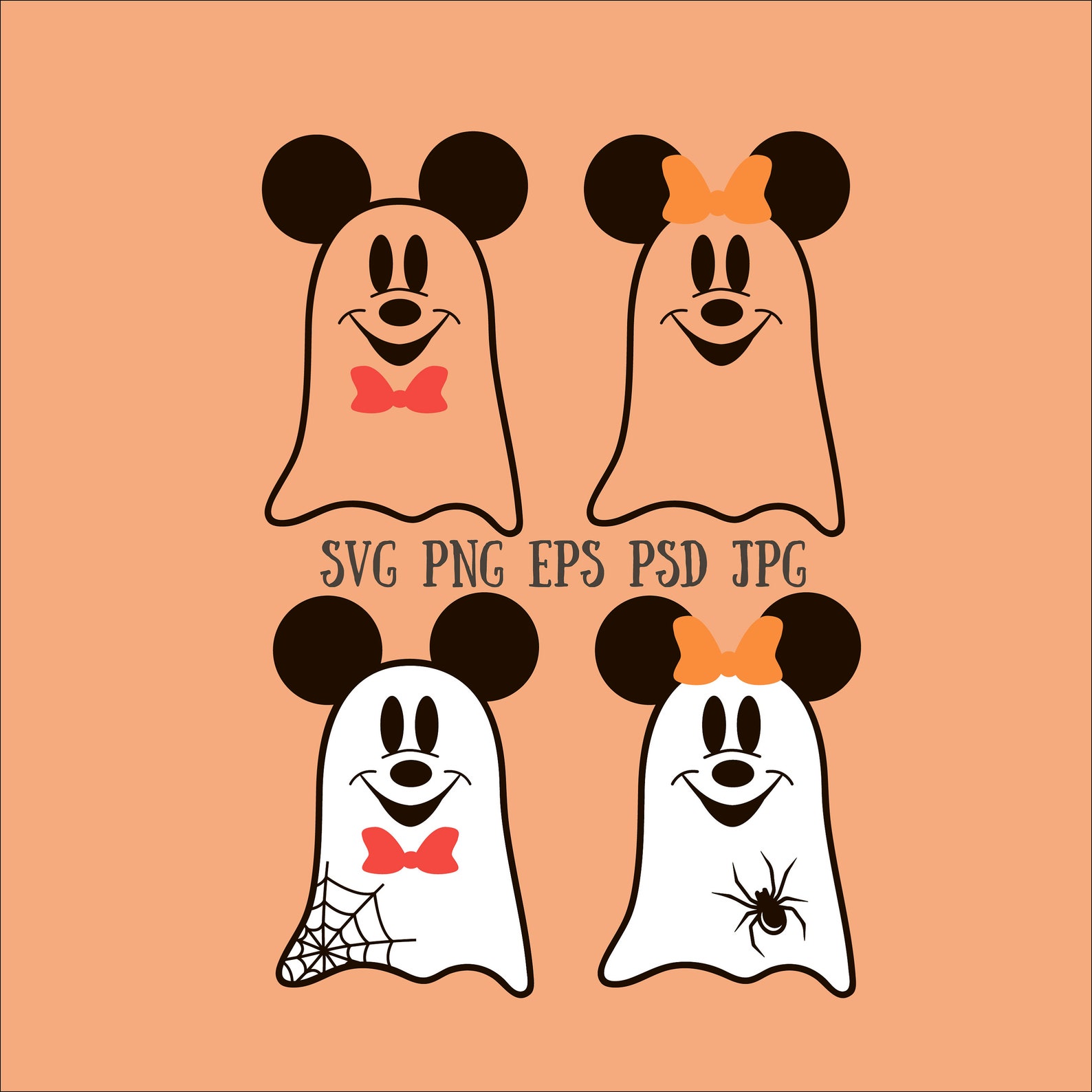 Halloween SVG Mickey Mouse ghost svg Minnie Mouse ghost svg | Etsy
