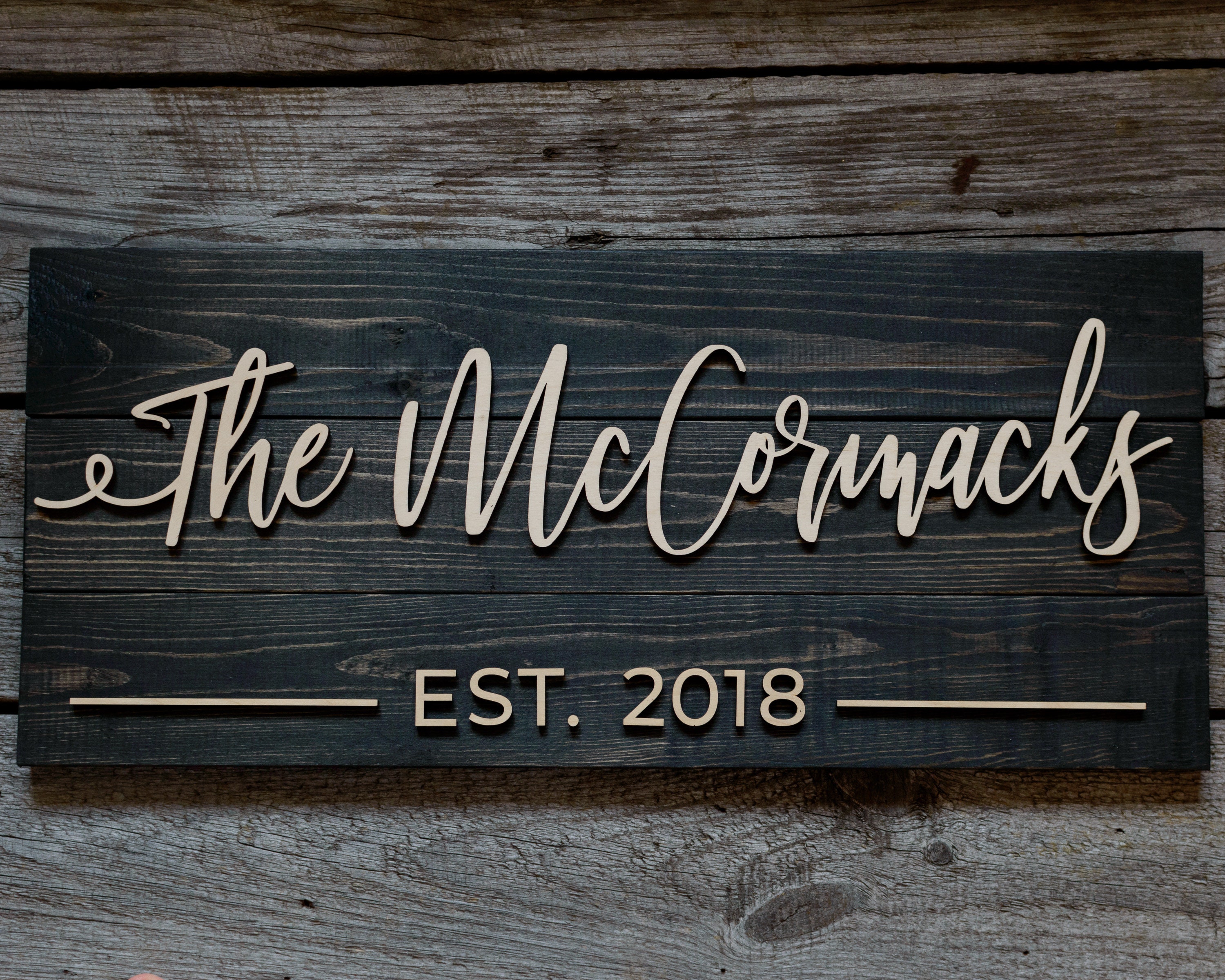 Last Name Established Sign, Pallet Sign, Family Name Sign, Laser Cut ...