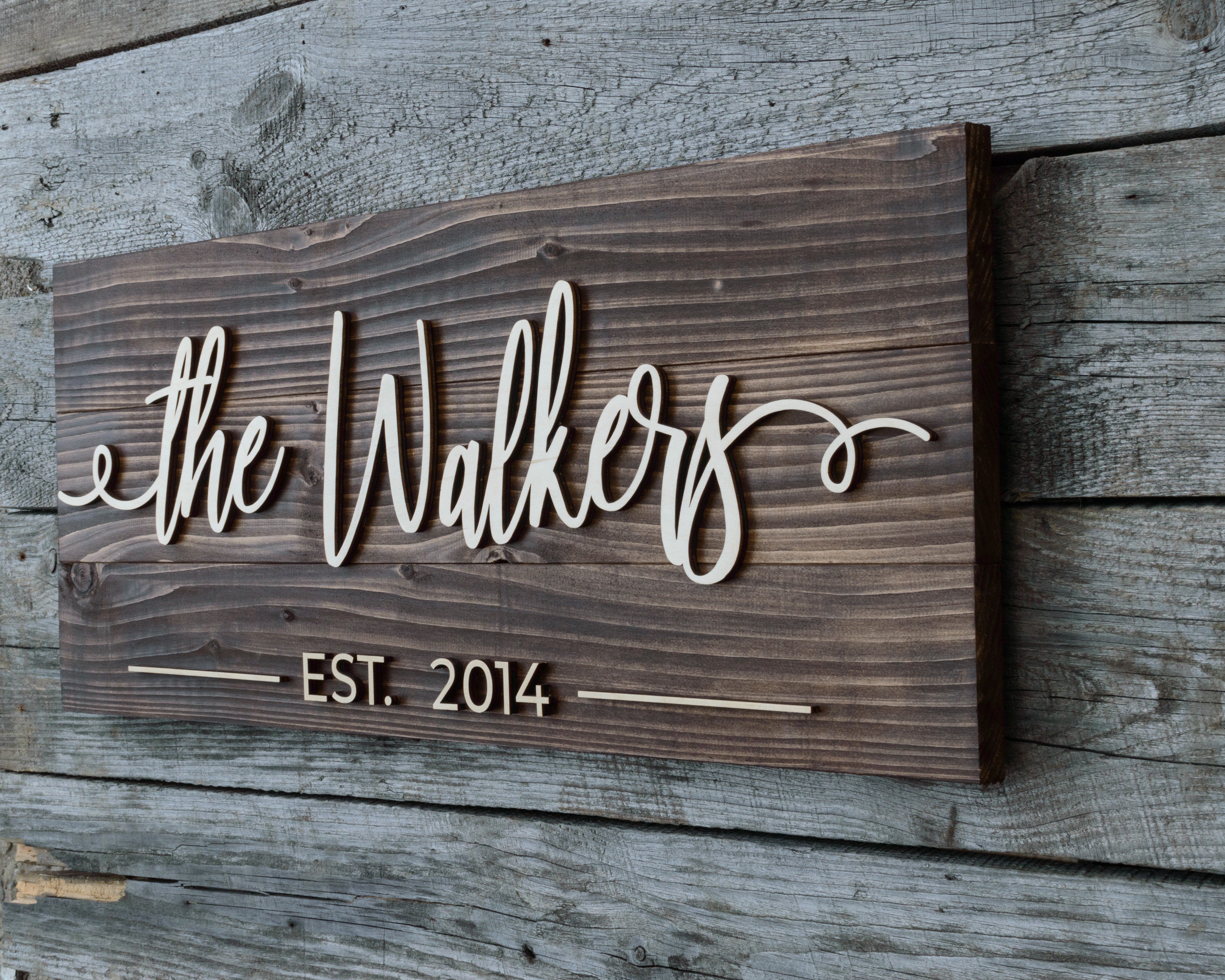 Last Name Established Sign, Pallet Sign, Family Name Sign, Laser Cut ...