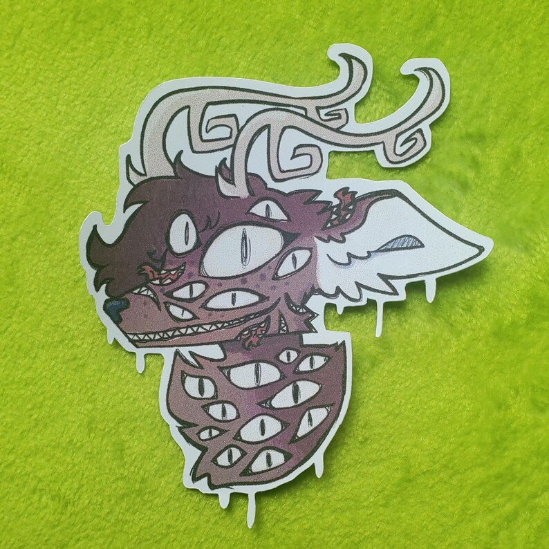 CREEPY DEER STICKER - Creepy Multi Eye Deer Matte Sticker - Etsy