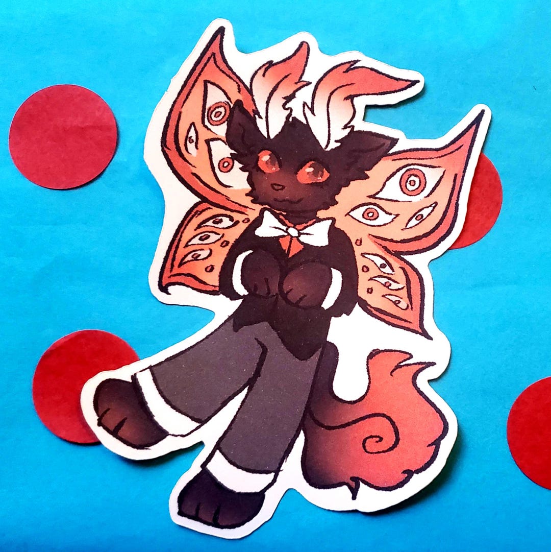 Mothman Furry Matte Sticker - Black Red Mothman Furry in A Business ...