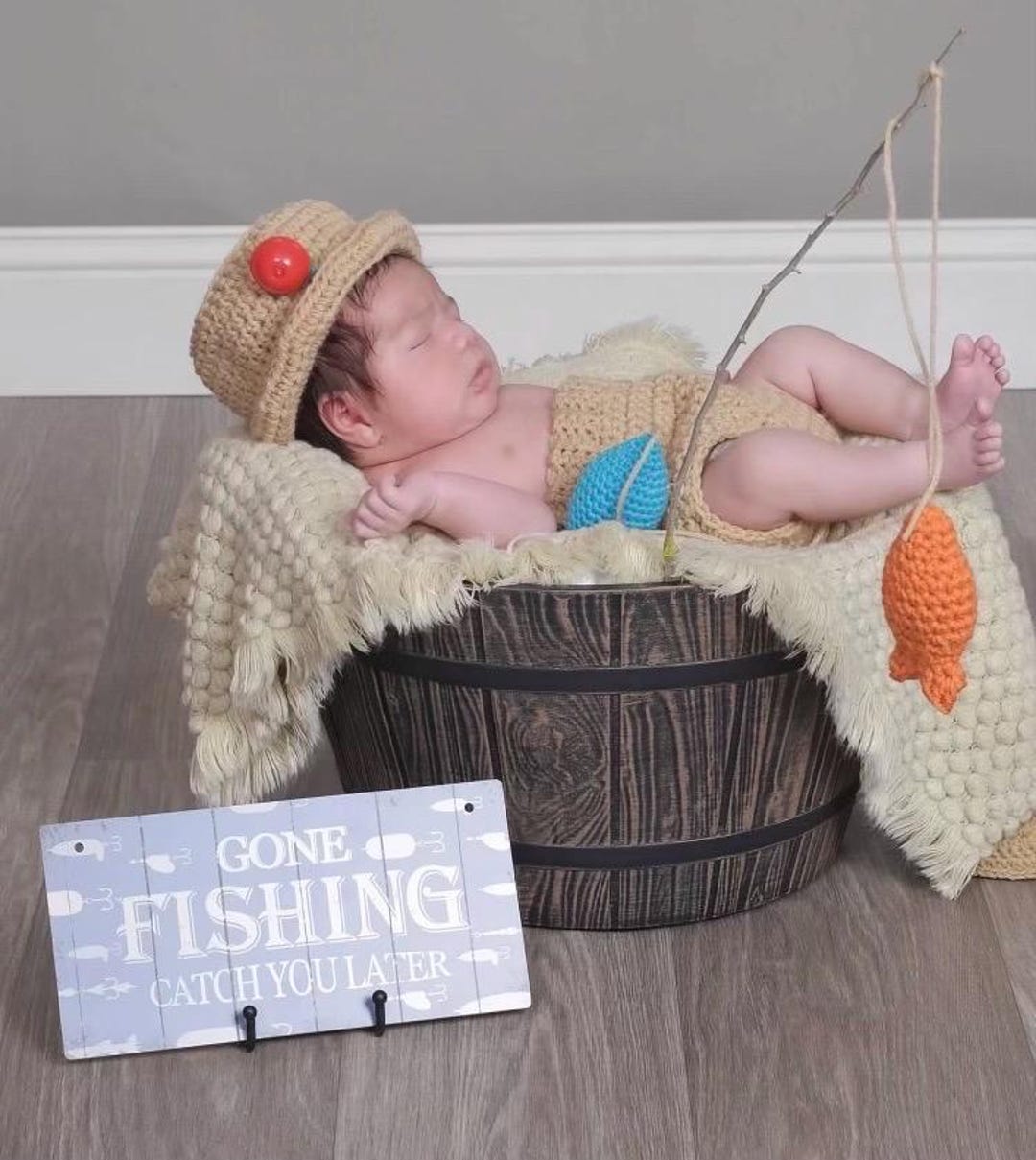 Fisherman Outfit, Crochet Fishing Photo Props, Costume, Crochet ...