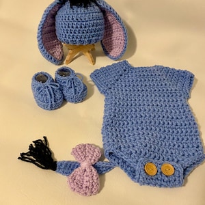 Eeyore Inspired, Crochet Newborn Outfit, Costume, Pooh Themed Baby ...