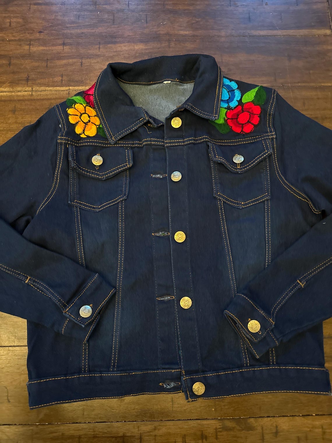 Women Jackets Mexican Embroidered Denim Jackets - Etsy