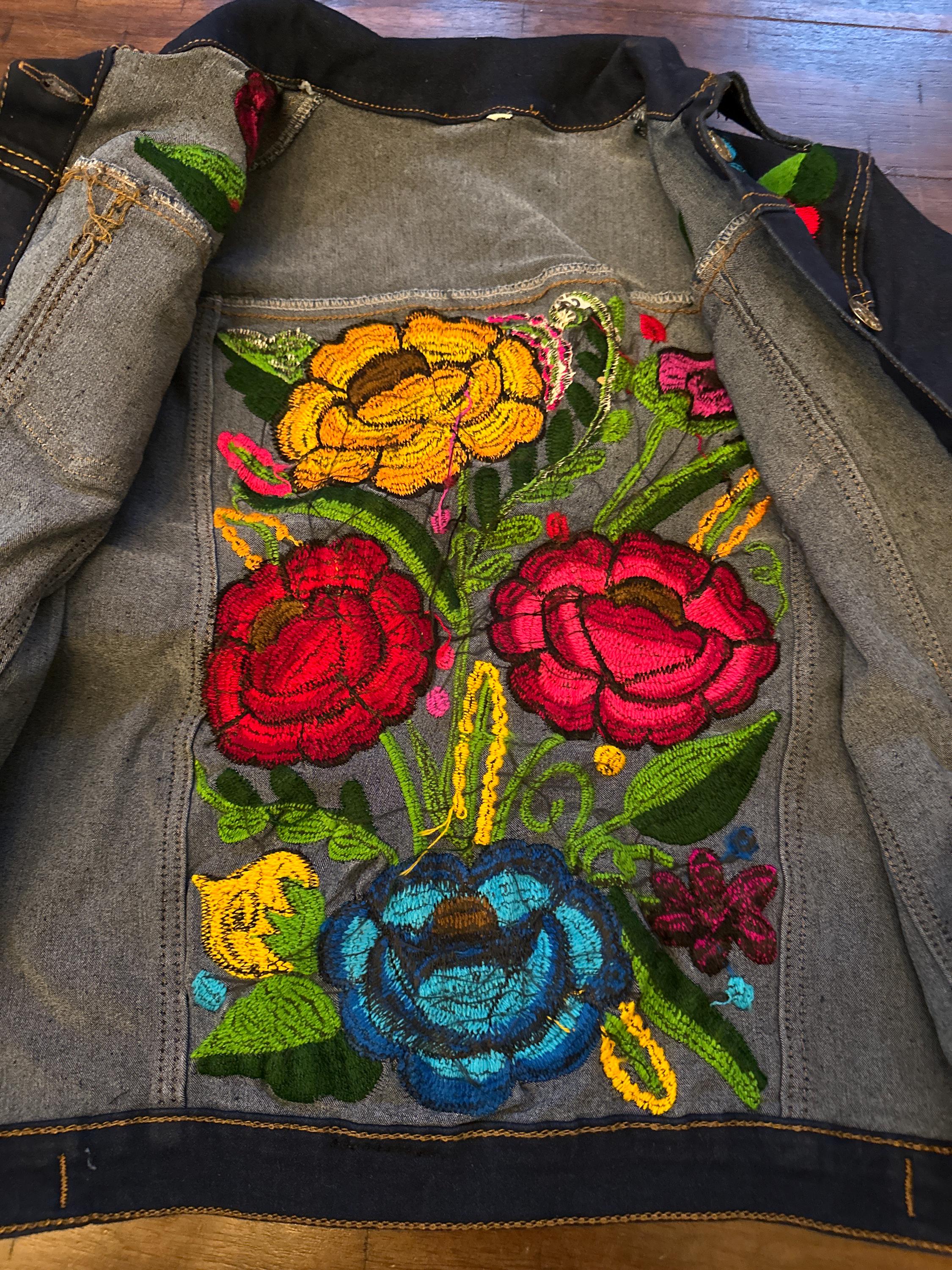 Women Jackets Mexican Embroidered Denim Jackets - Etsy