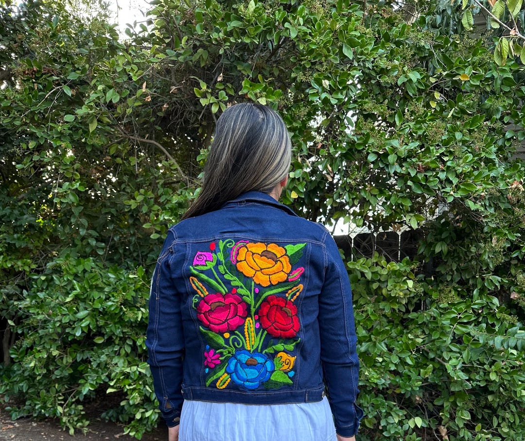 Women Jackets Mexican Embroidered Denim Jackets - Etsy