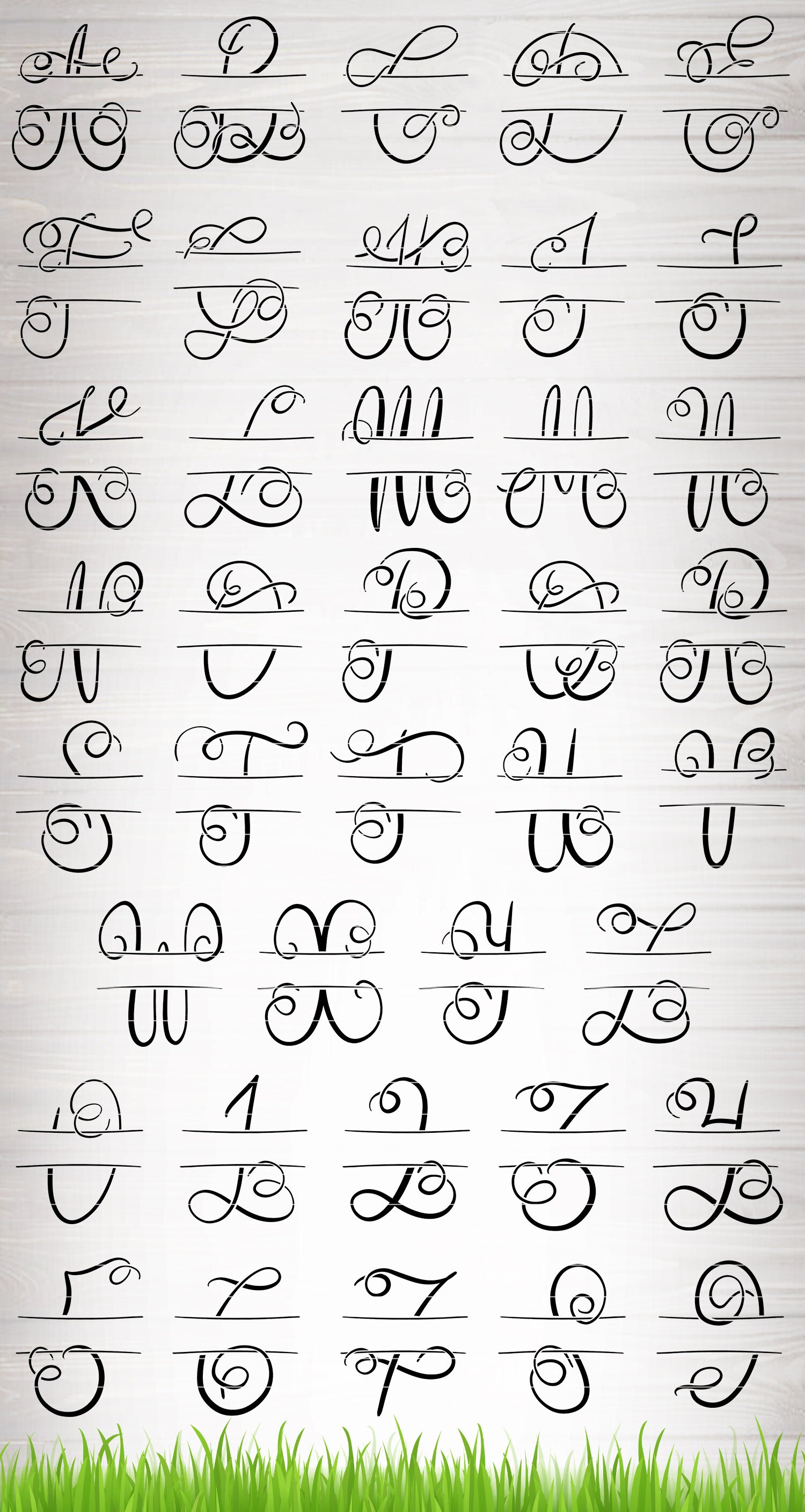 Swirly monogram otf font commercial use Swirly letters | Etsy