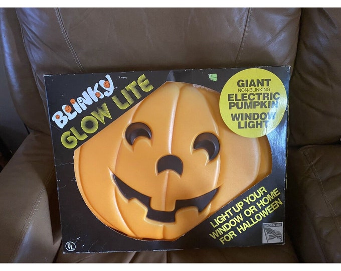 Vintage 1994 Blinky Glow Lite Electric 19.5 Jack O Lantern Pumpkin Blow ...