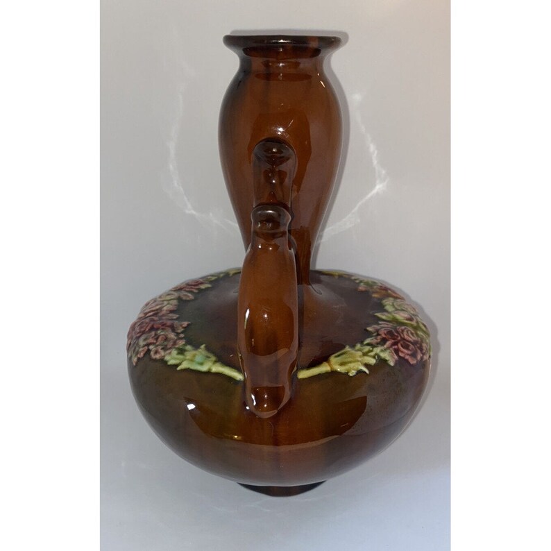 Antique Peters and Reed Double Handled Glazed Vase With Floral - Etsy
