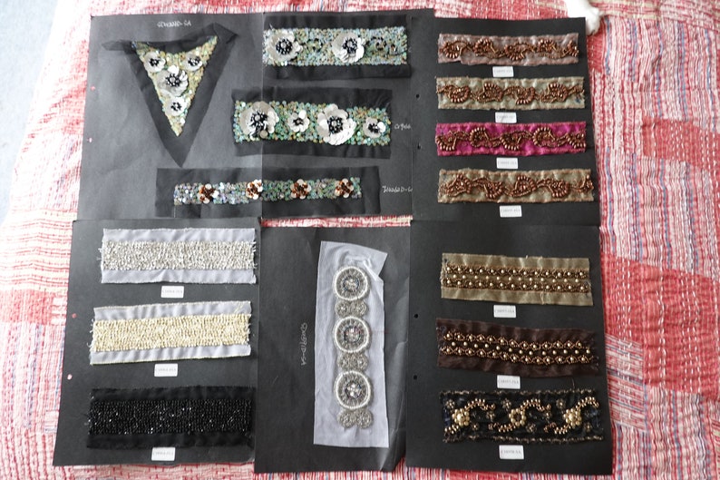 5 Cards Vintage HABERDASHERY SAMPLES Beaded Trim and Collar Trim ...